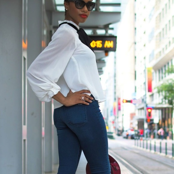 Endless Rose | Tops | Class Act Jeweled Neck Bow Blouse | Poshmark